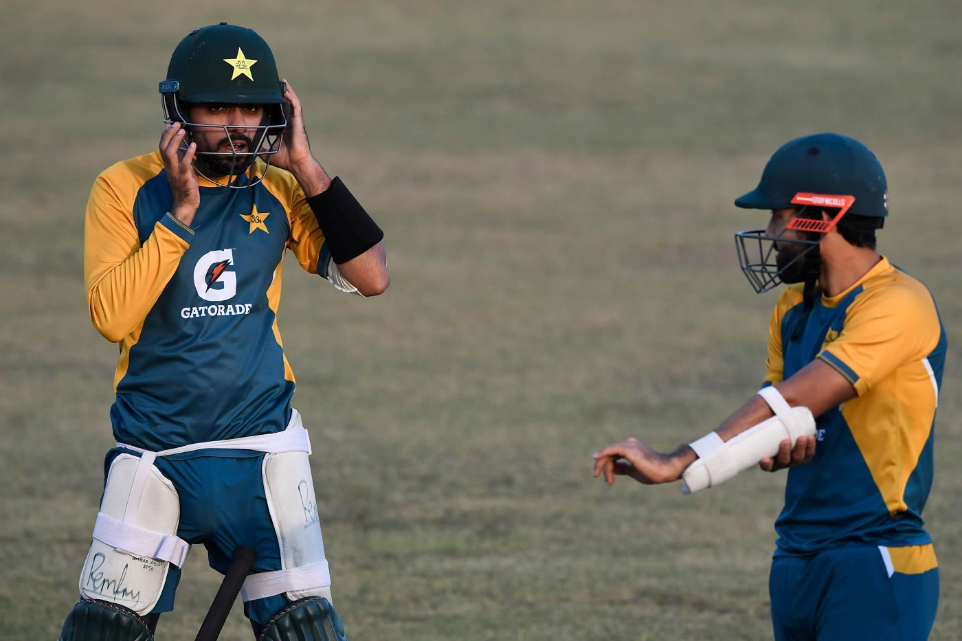 Babar Azam and Mohammad Rizwan get ready for a hit in the nets ...
