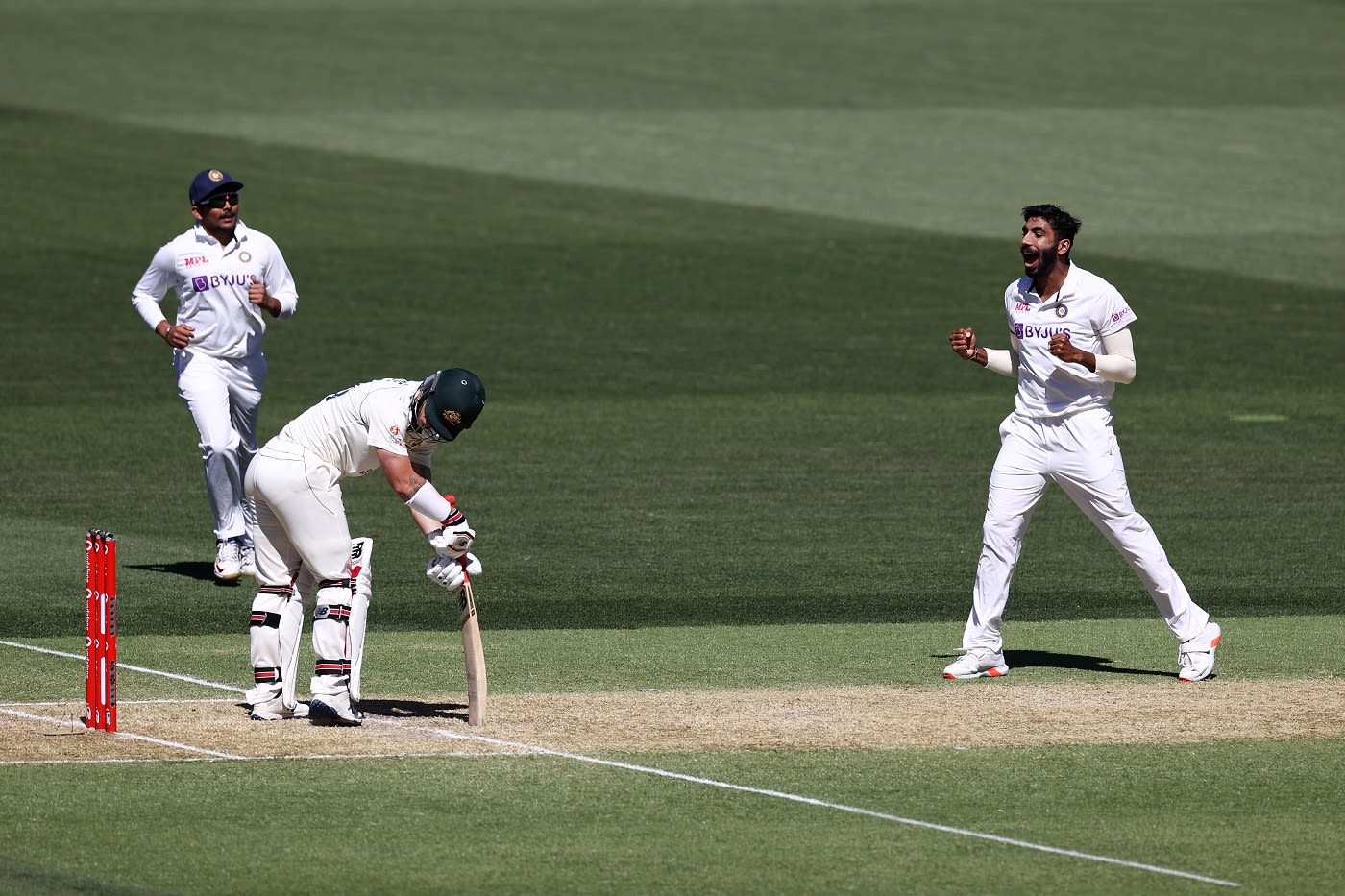 Jasprit Bumrah exults after trapping Matthew Wade leg before wicket ...