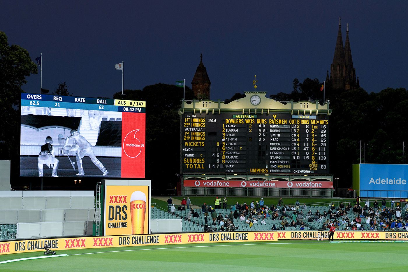 A replay of a DRS review shown on the big screen | ESPNcricinfo.com