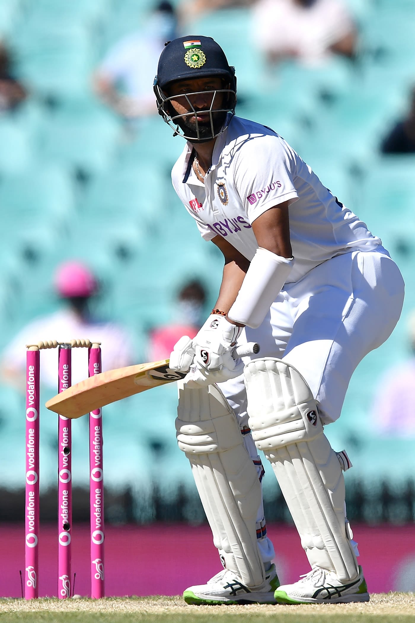 Cheteshwar Pujara in his batting stance - a picture of concentration ...