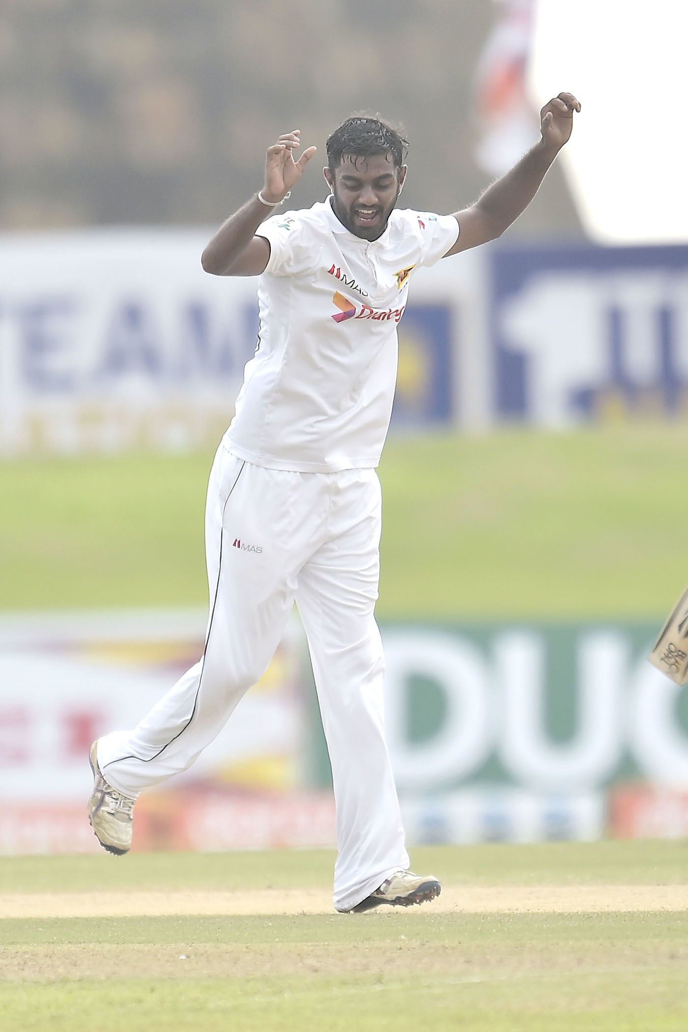 Lasith Embuldeniya celebrates an early breakthrough | ESPNcricinfo.com