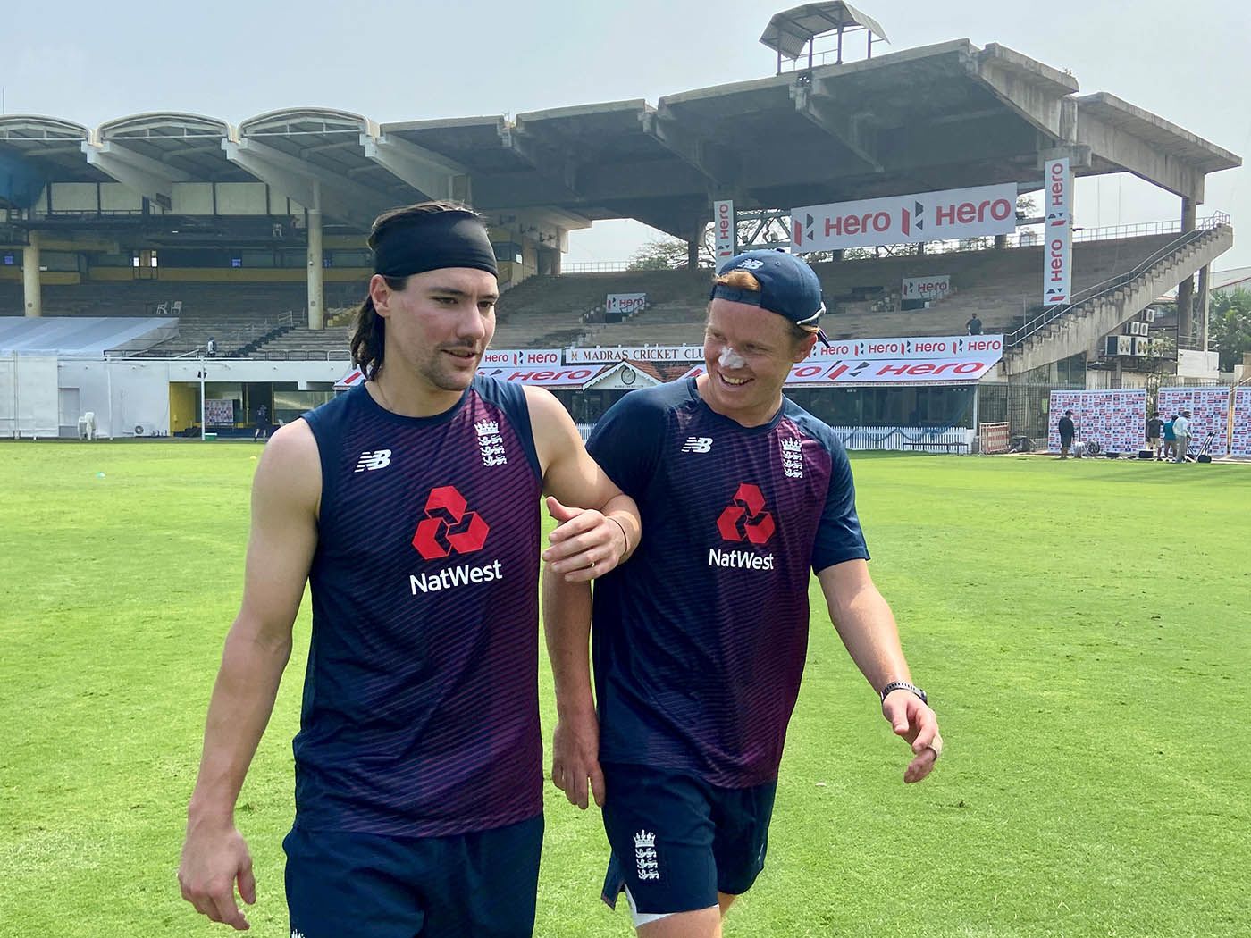 Rory Burns and Ollie Pope share a laugh during England training in ...