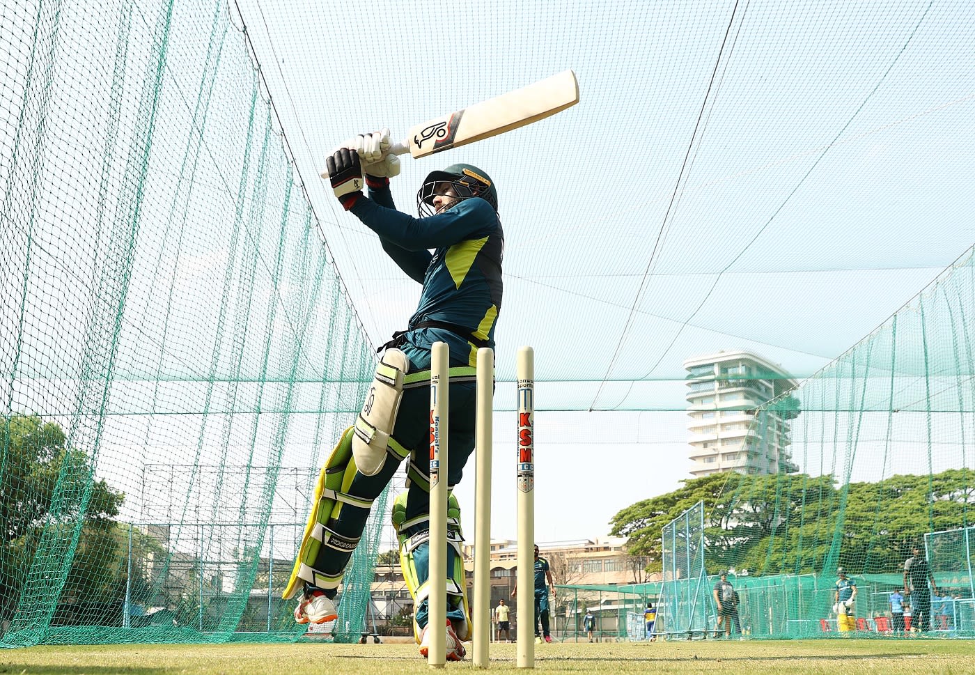Glenn Maxwell bats during a training session in Bengaluru ...