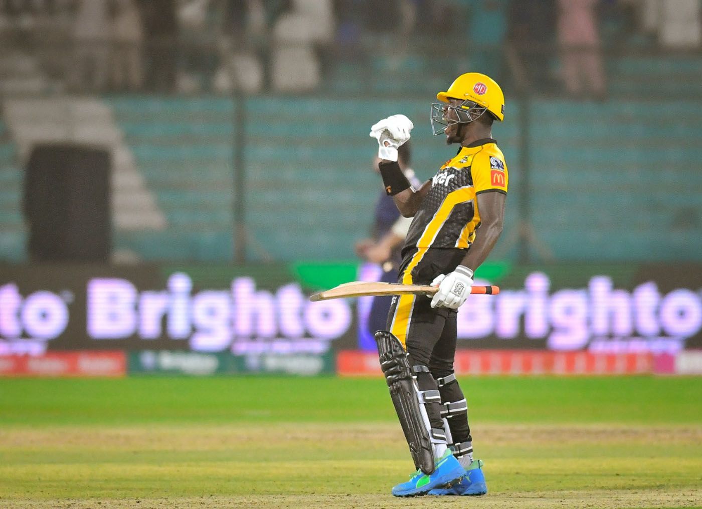 Sherfane Rutherford after his unbeaten 36 from 18 sealed victory ...