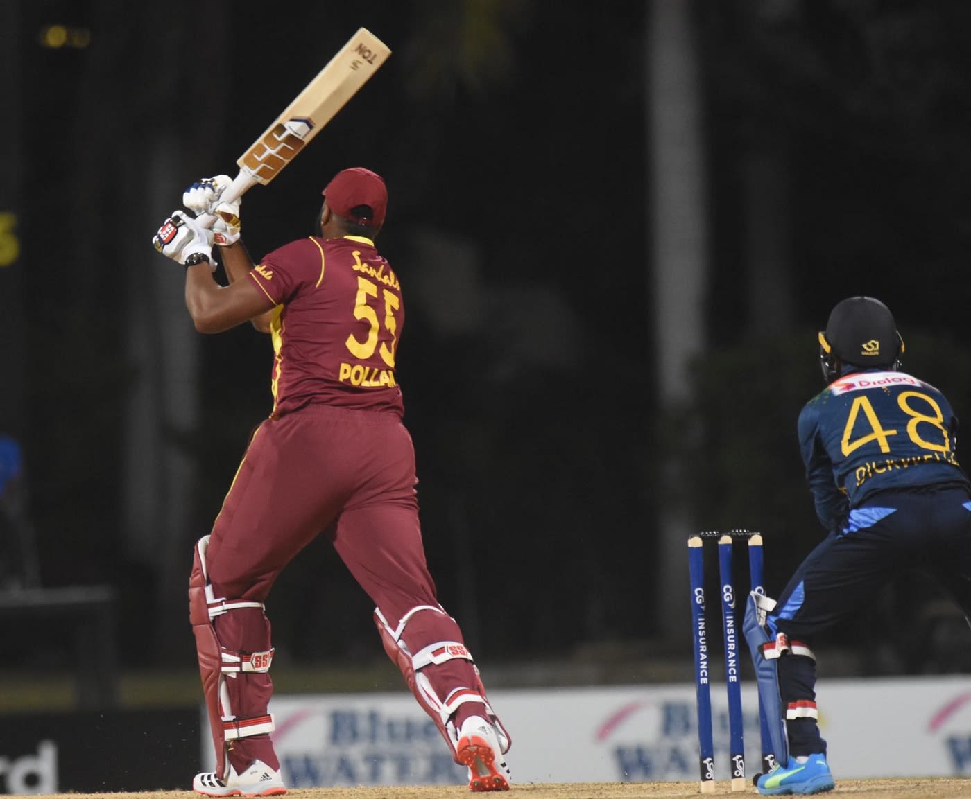 Ball three: Kieron Pollard completes a hat-trick of sixes ...