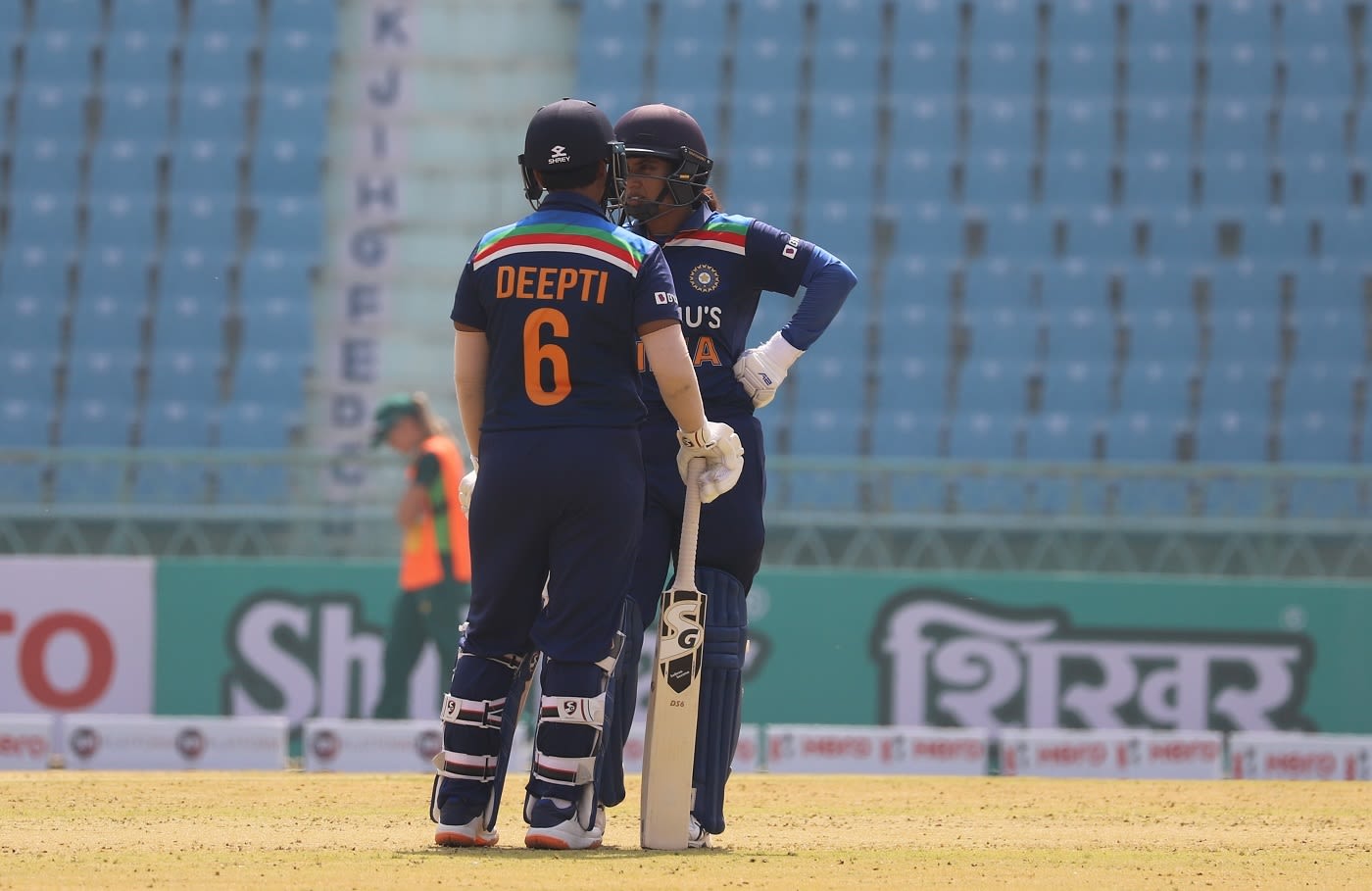 Deepti Sharma and Mithali Raj added 52 for the fifth wicket ...