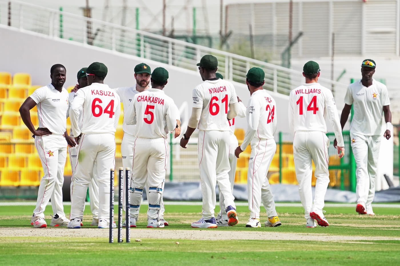 The Zimbabwe players celebrate a wicket | ESPNcricinfo.com