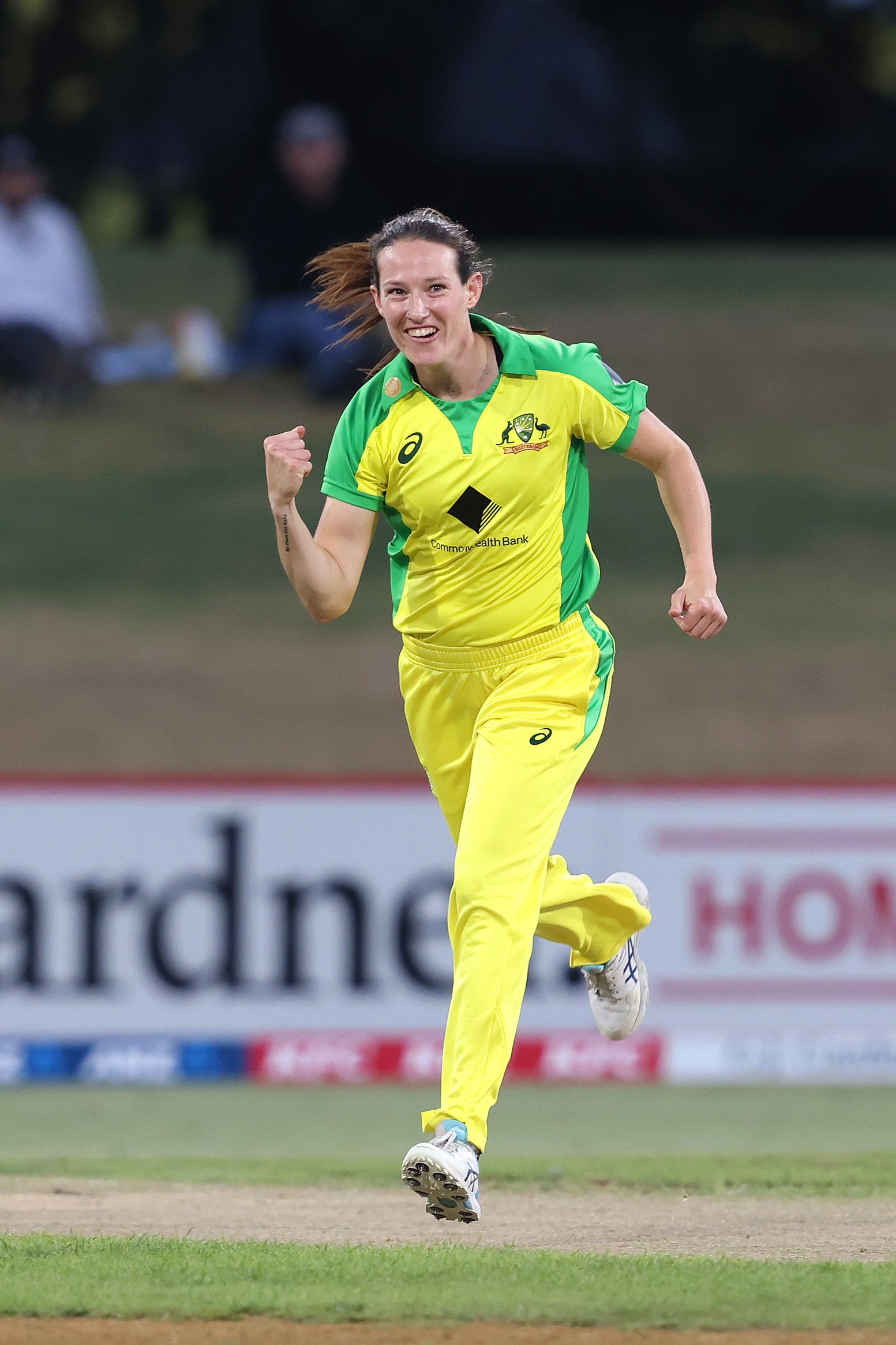 Megan Schutt exults after having Amy Satterthwaite caught behind ...