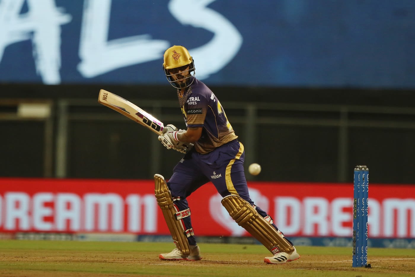 Nitish Rana taps one on the off side | ESPNcricinfo.com