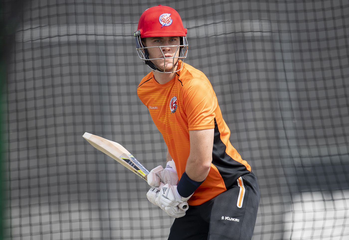 Finn Allen in the Lancashire nets at Emirates Old Trafford ...