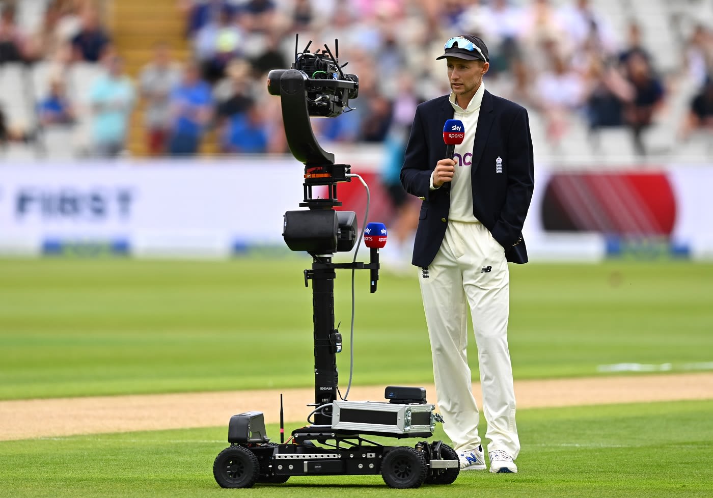 England Test captain Joe Root speaks to host broadcaster Sky Sports ...
