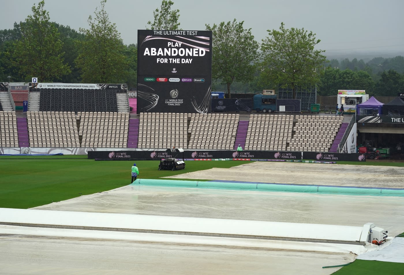 Day one of the WTC final was washed out without a ball bowled ...