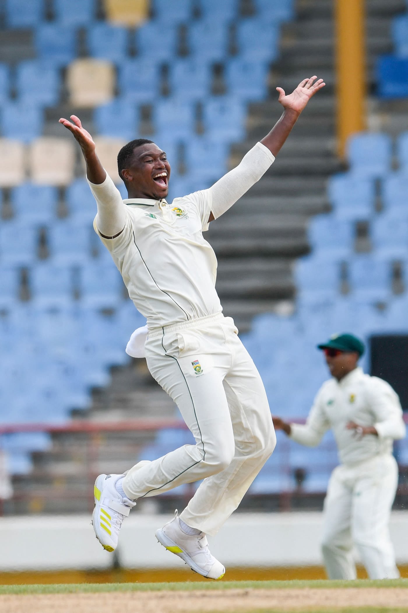Lungi Ngidi appeals successfully for the wicket of Kieran Powell ...