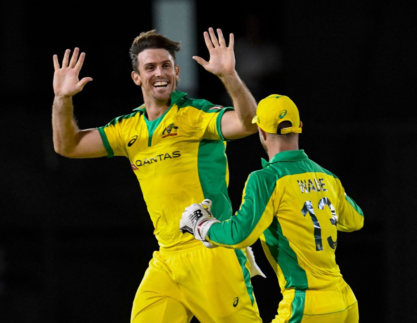 Mitchell Marsh followed his half-century with three wickets ...