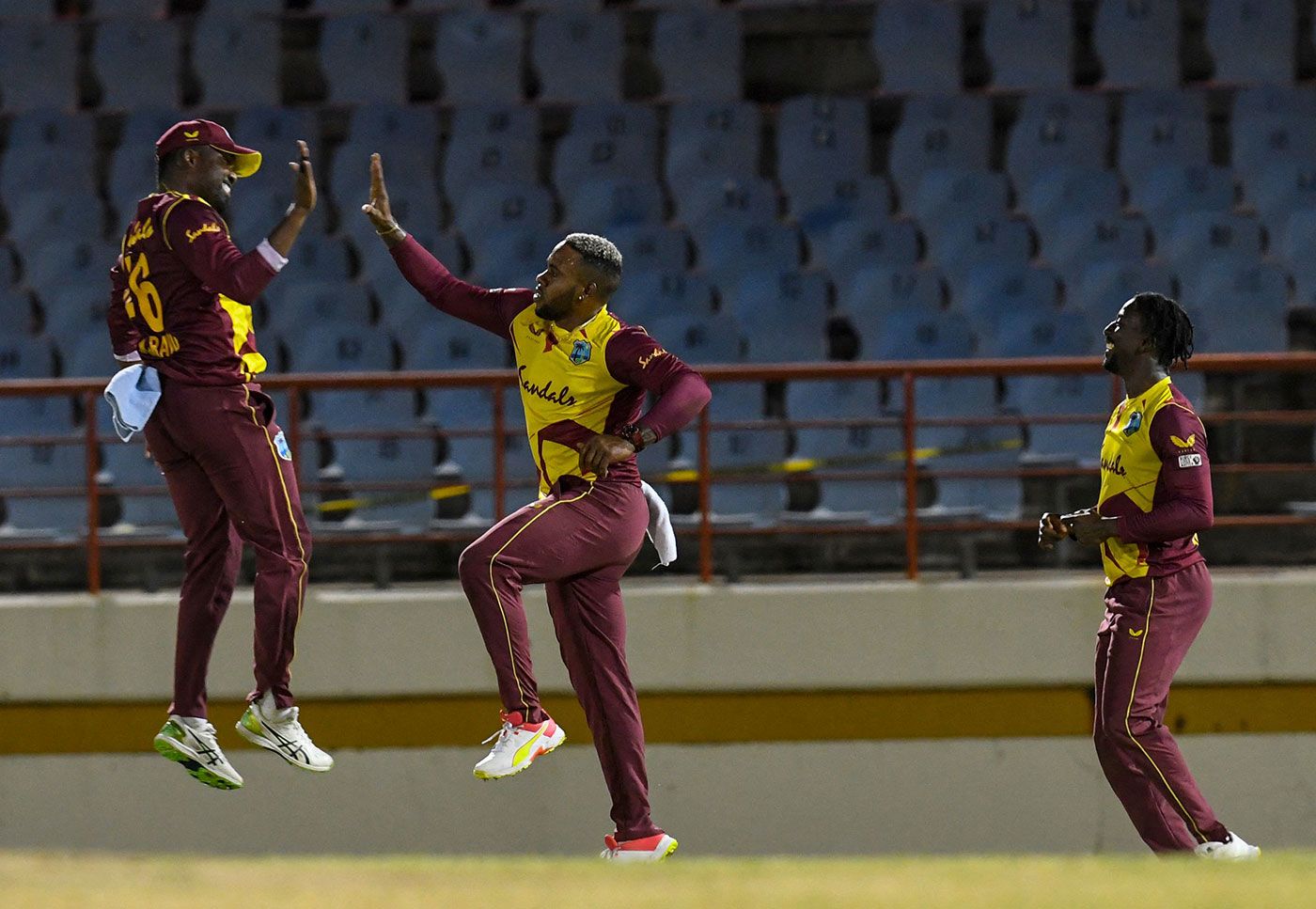 Fabian Allen celebrates his astonishing catch | ESPNcricinfo.com