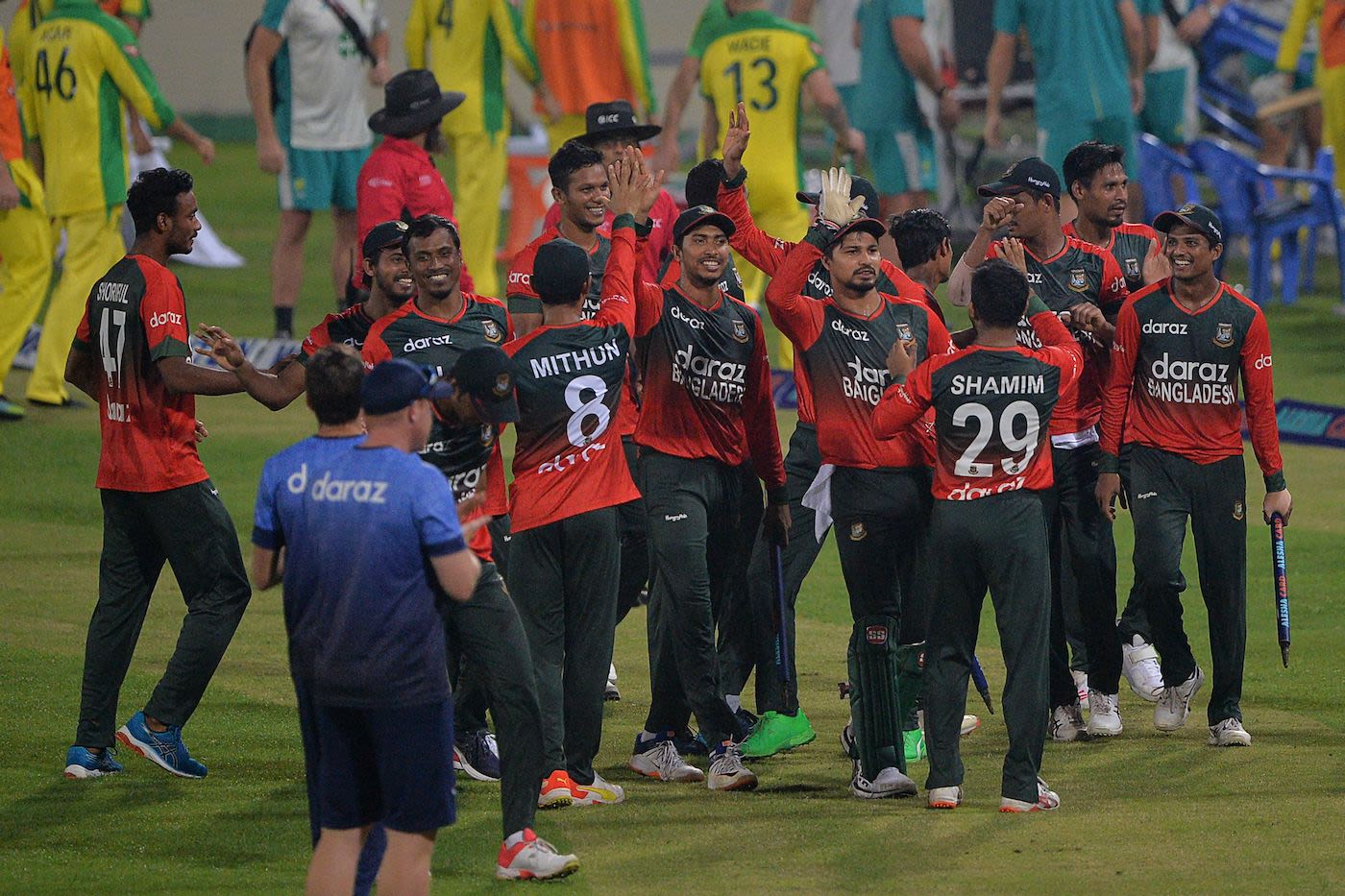 The Bangladesh players celebrate their series win | ESPNcricinfo.com