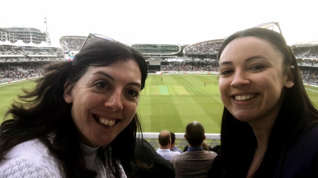 Emma John (left) with her cousin Louise at a Hundred game ...