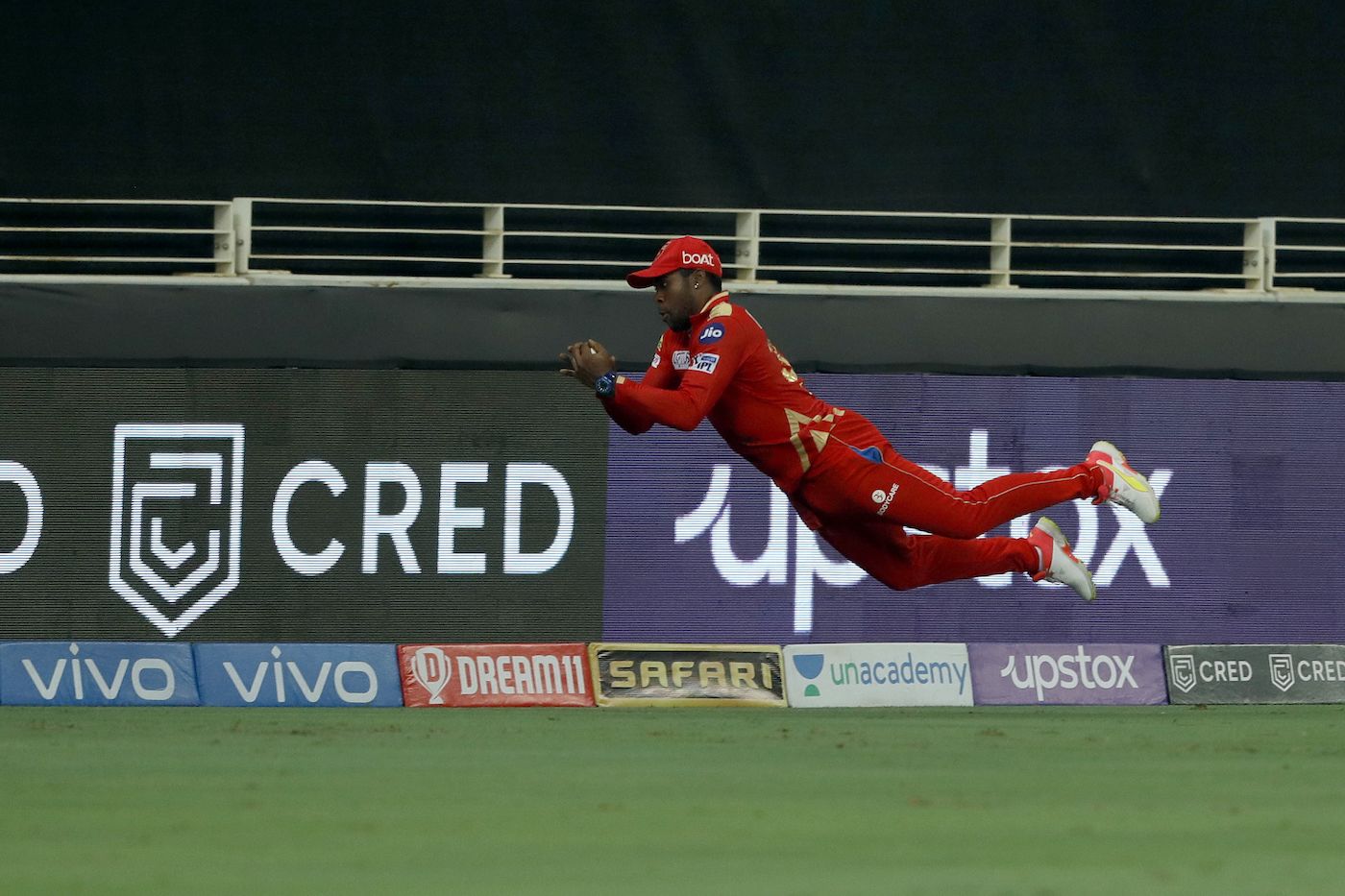 Fabian Allen flies across to catch Liam Livingstone in the deep ...