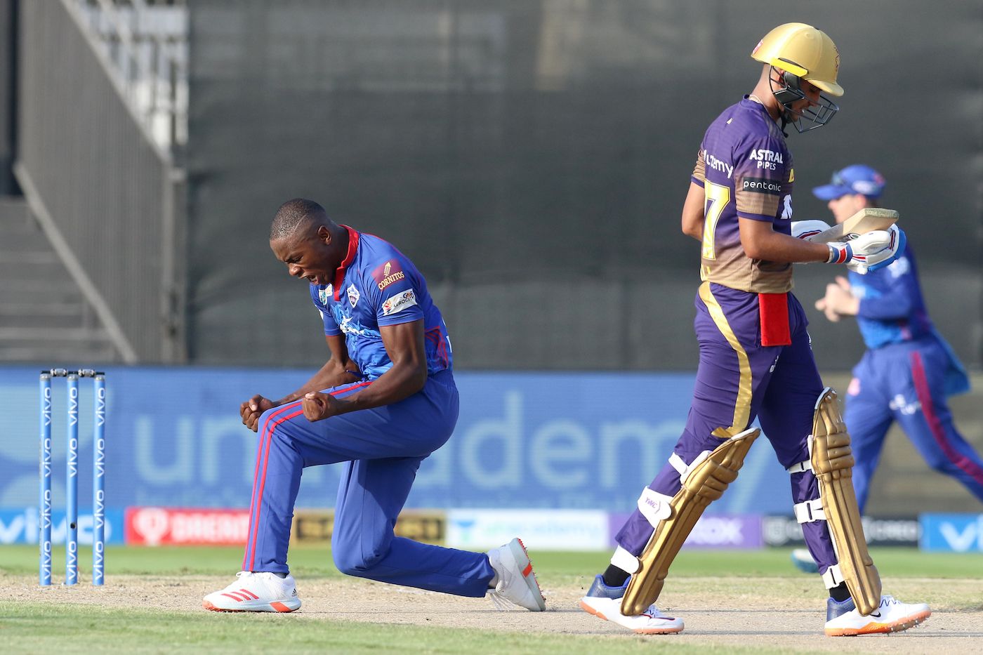 Kagiso Rabada celebrates after sending back Shubman Gill | ESPNcricinfo.com Kagiso Rabada celebrates after sending back Shubman Gill | ESPNcricinfo.com