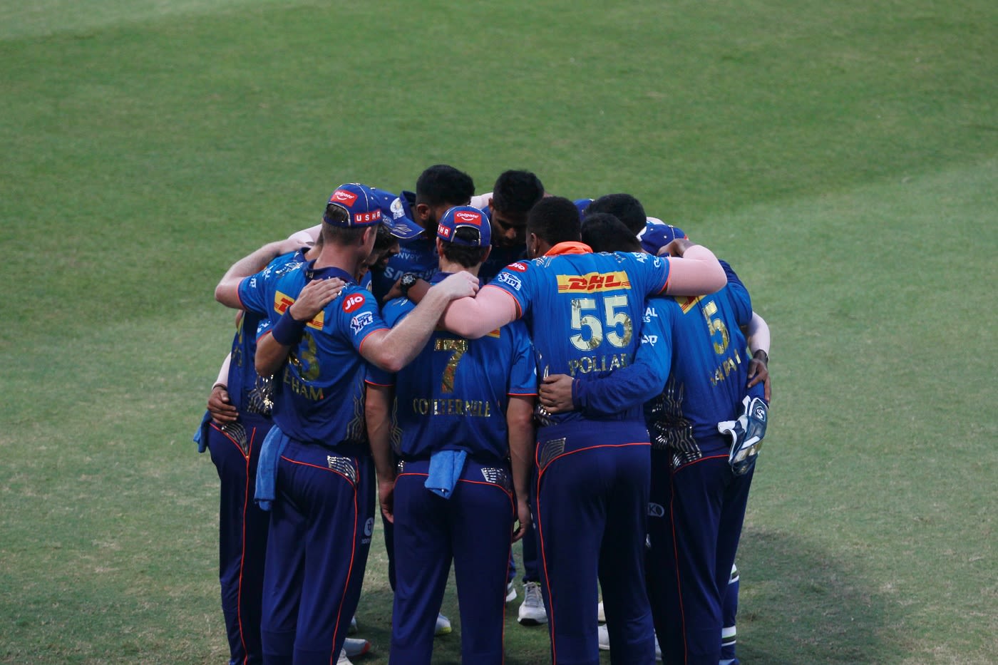 An intense pre-match huddle as Mumbai face a must-win game ...