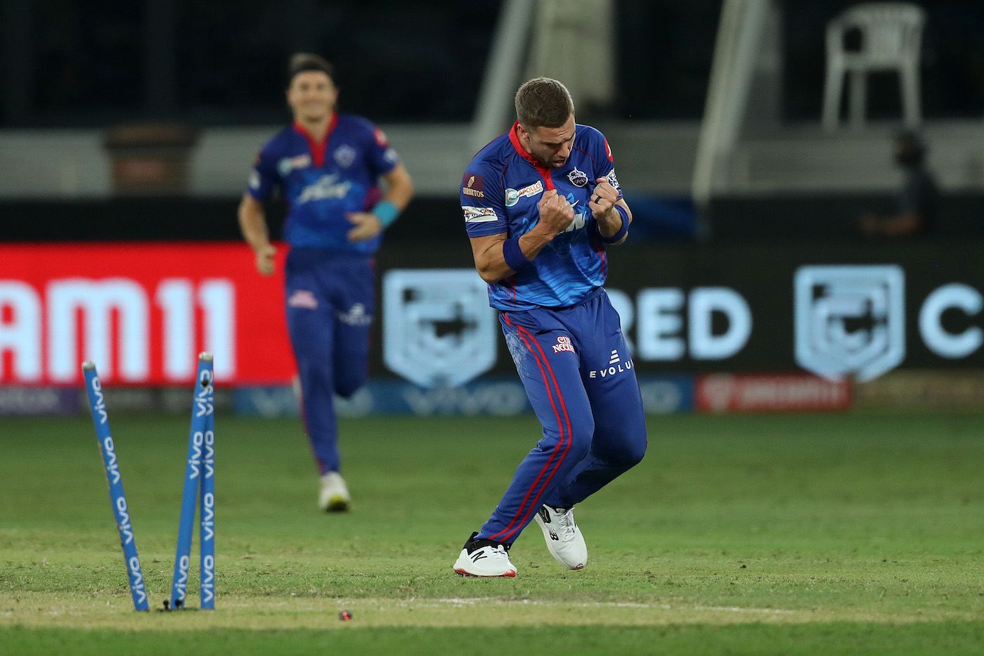 Anrich Nortje smashed Faf du Plessis' stumps in the first over ... Anrich Nortje smashed Faf du Plessis' stumps in the first over ...
