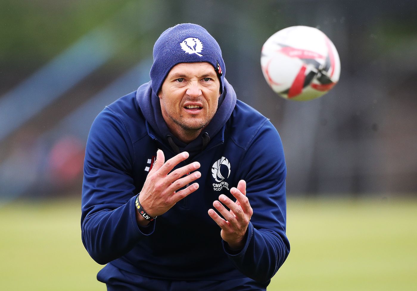 Scotland coach Shane Burger during a warm-up session | ESPNcricinfo.com