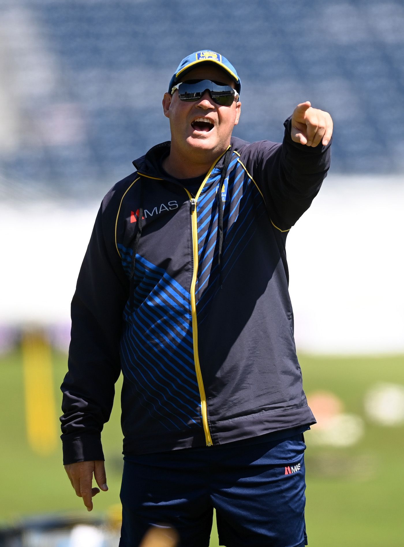 Micky Arthur gestures during a nets session at Emirates Riverside ...