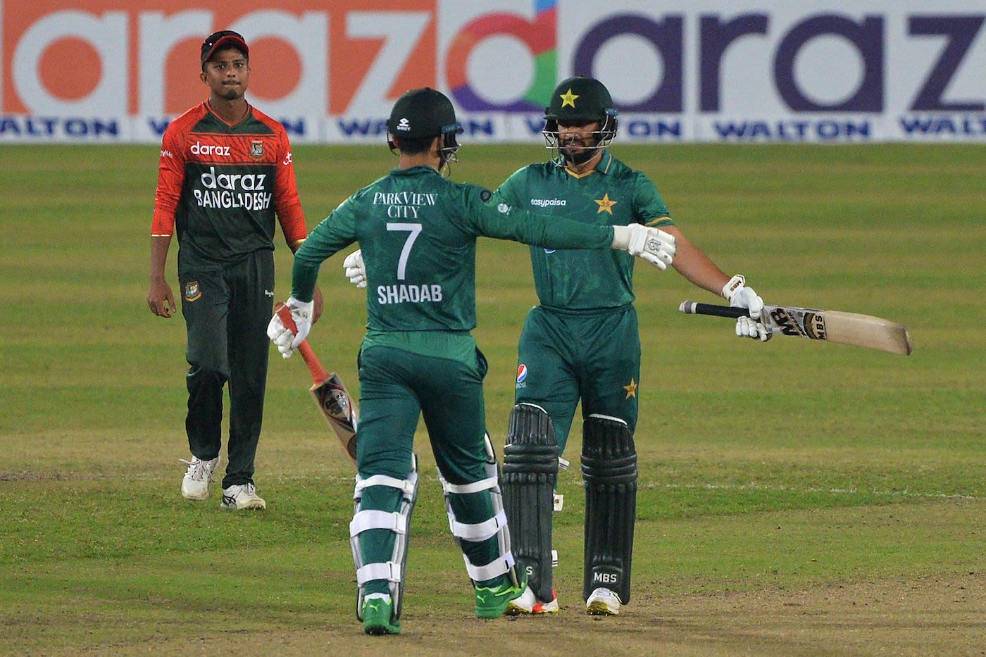 Shadab Khan and Mohammad Nawaz celebrate after completing the job | ESPNcricinfo.com