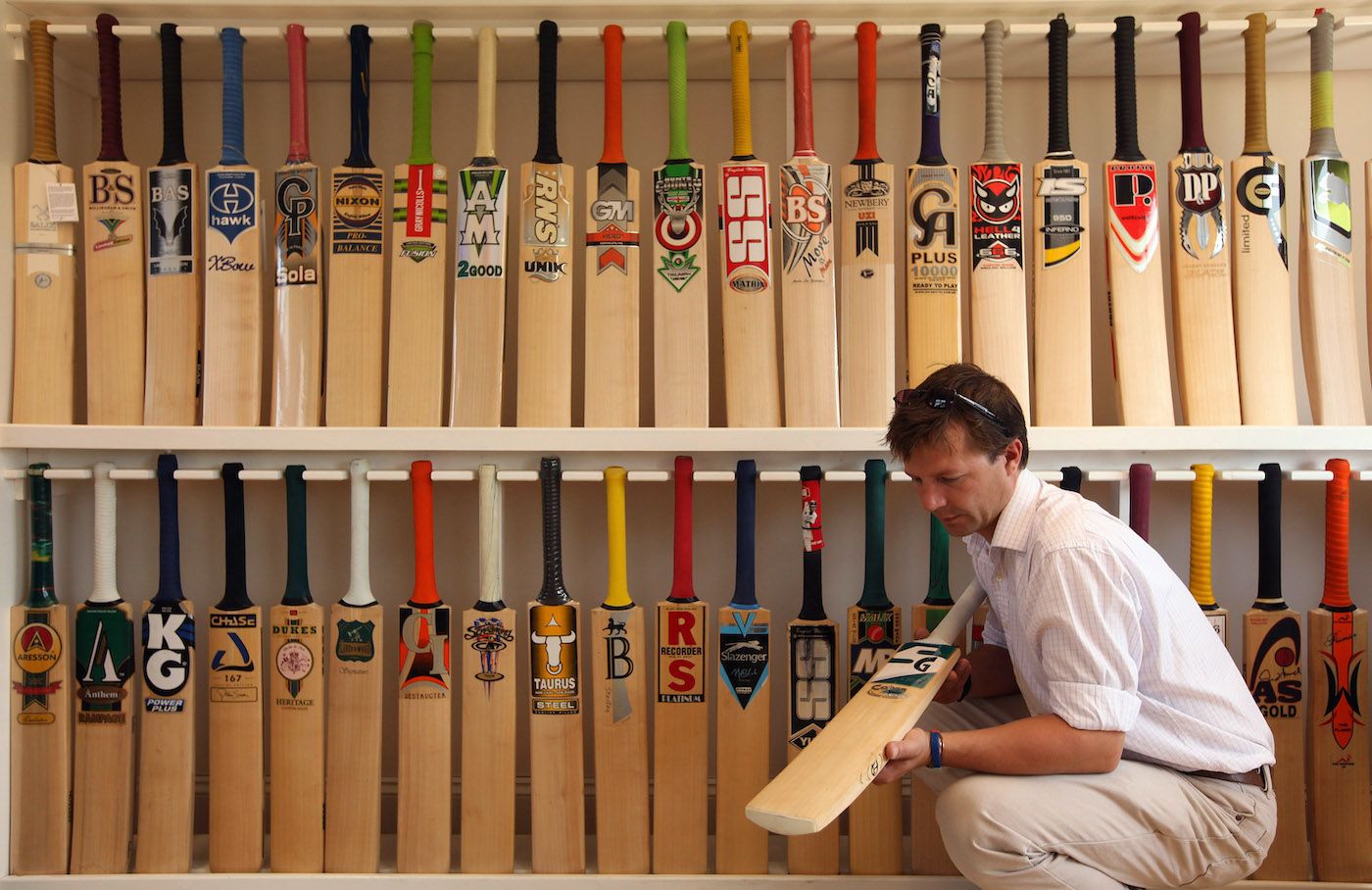 Oliver Wright of JS Wright & Sons a finished cricket bat made by the ...
