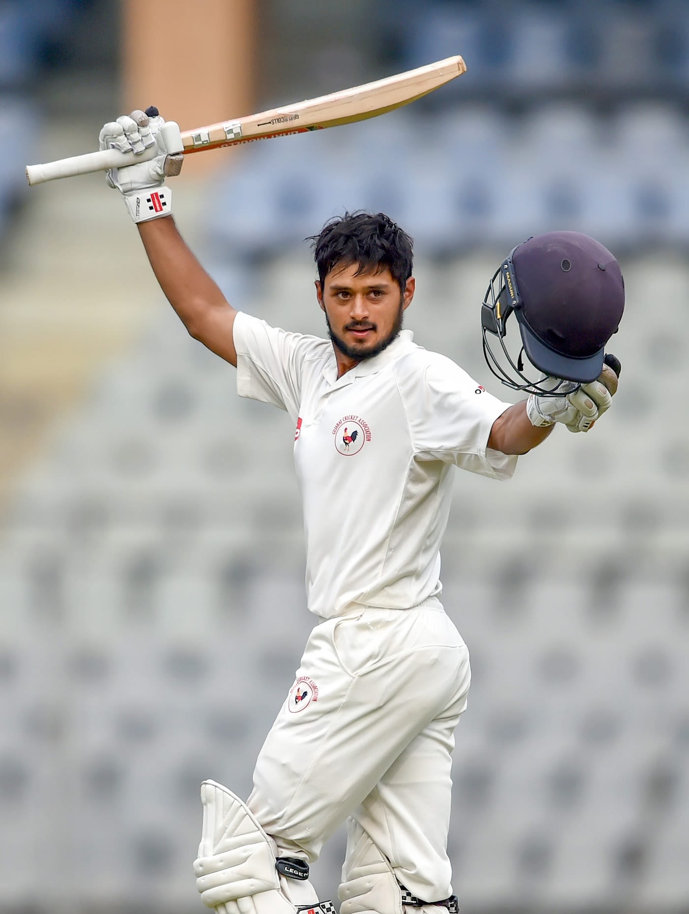 Priyank Panchal celebrates his century | ESPNcricinfo.com