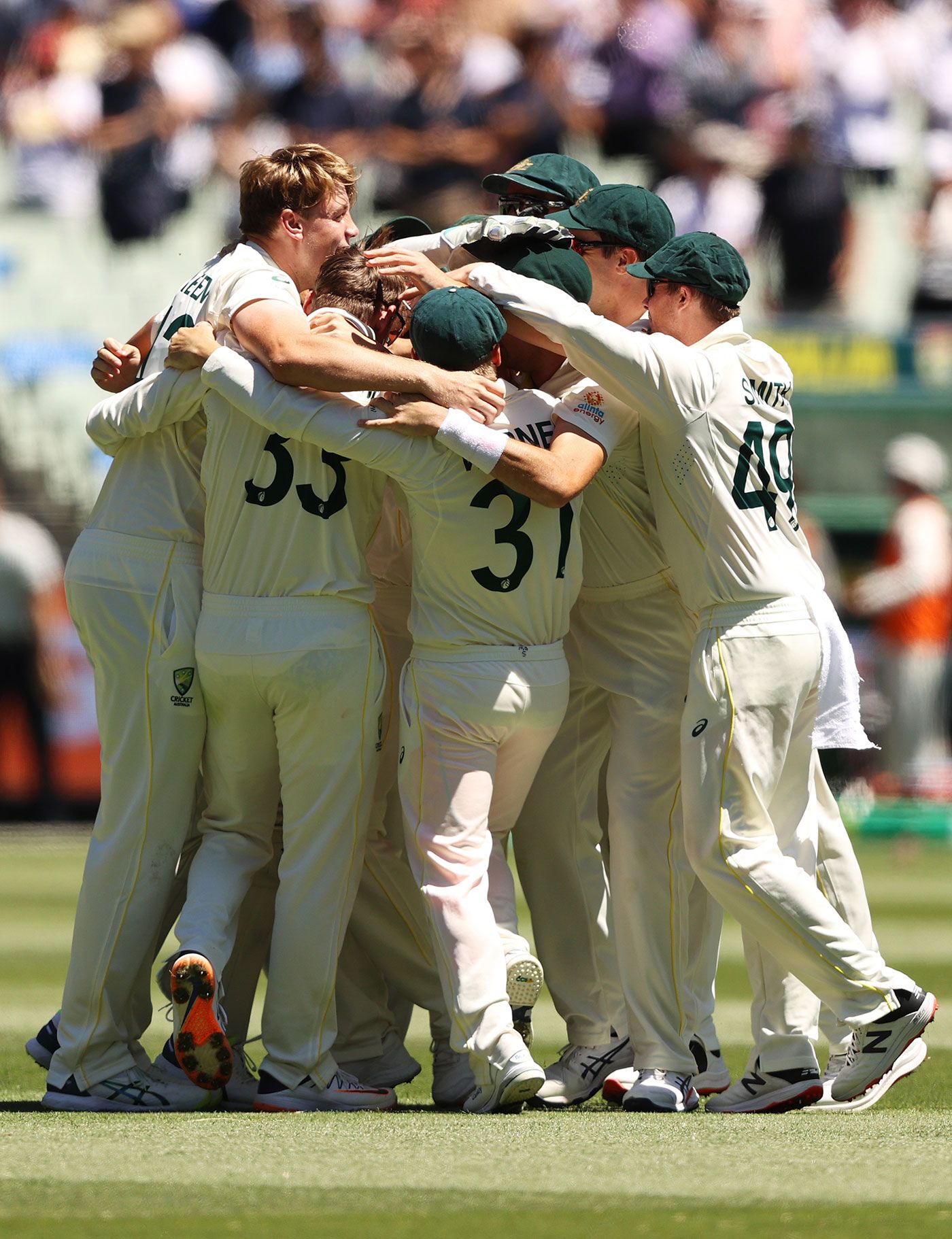 The Australians huddle after victory | ESPNcricinfo.com