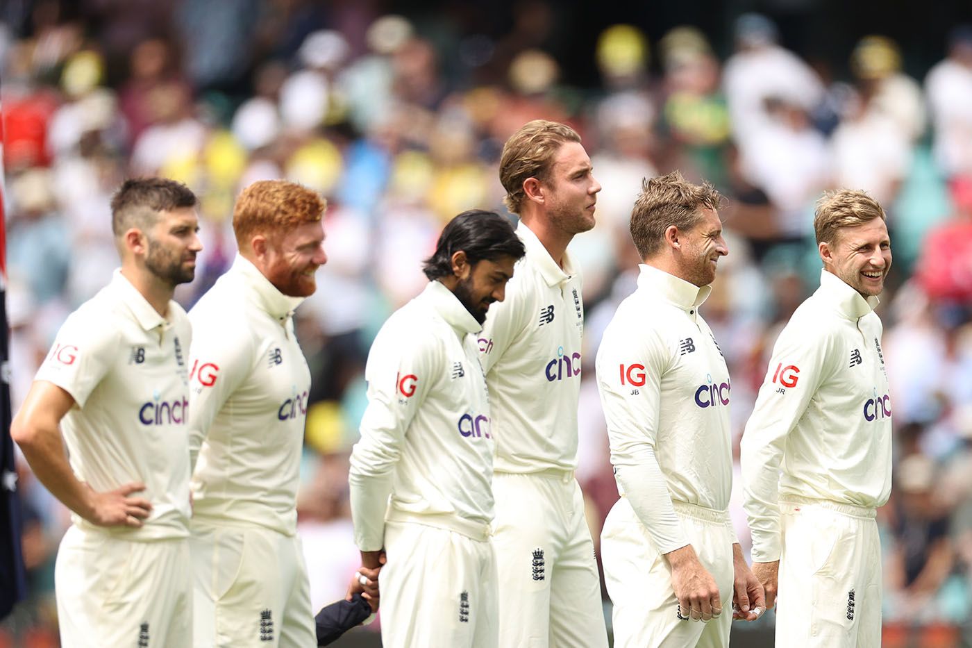 England's players line up for the national anthem | ESPNcricinfo.com