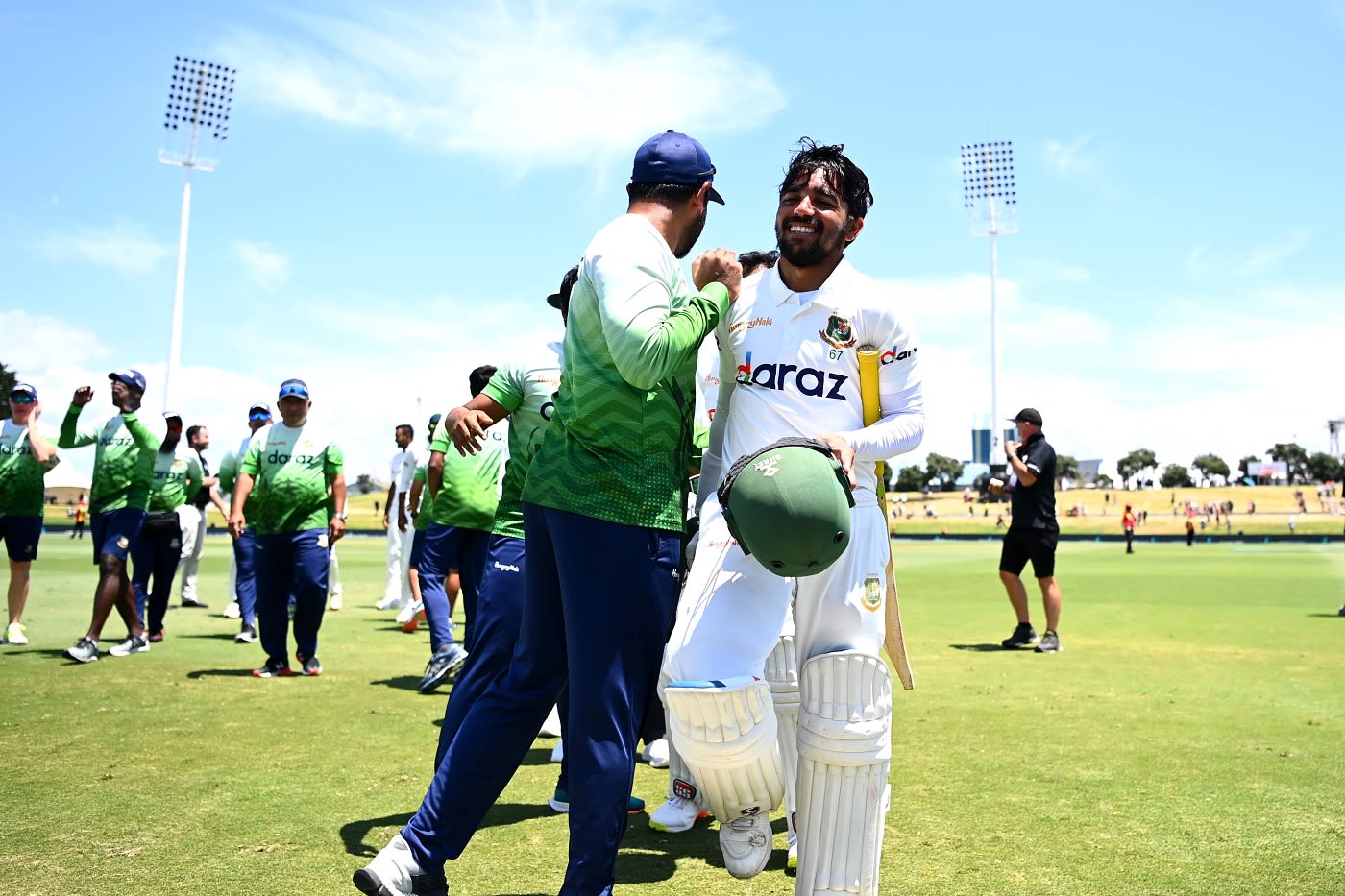 Mominul Haque walks off the field after guiding Bangladesh to their win ...