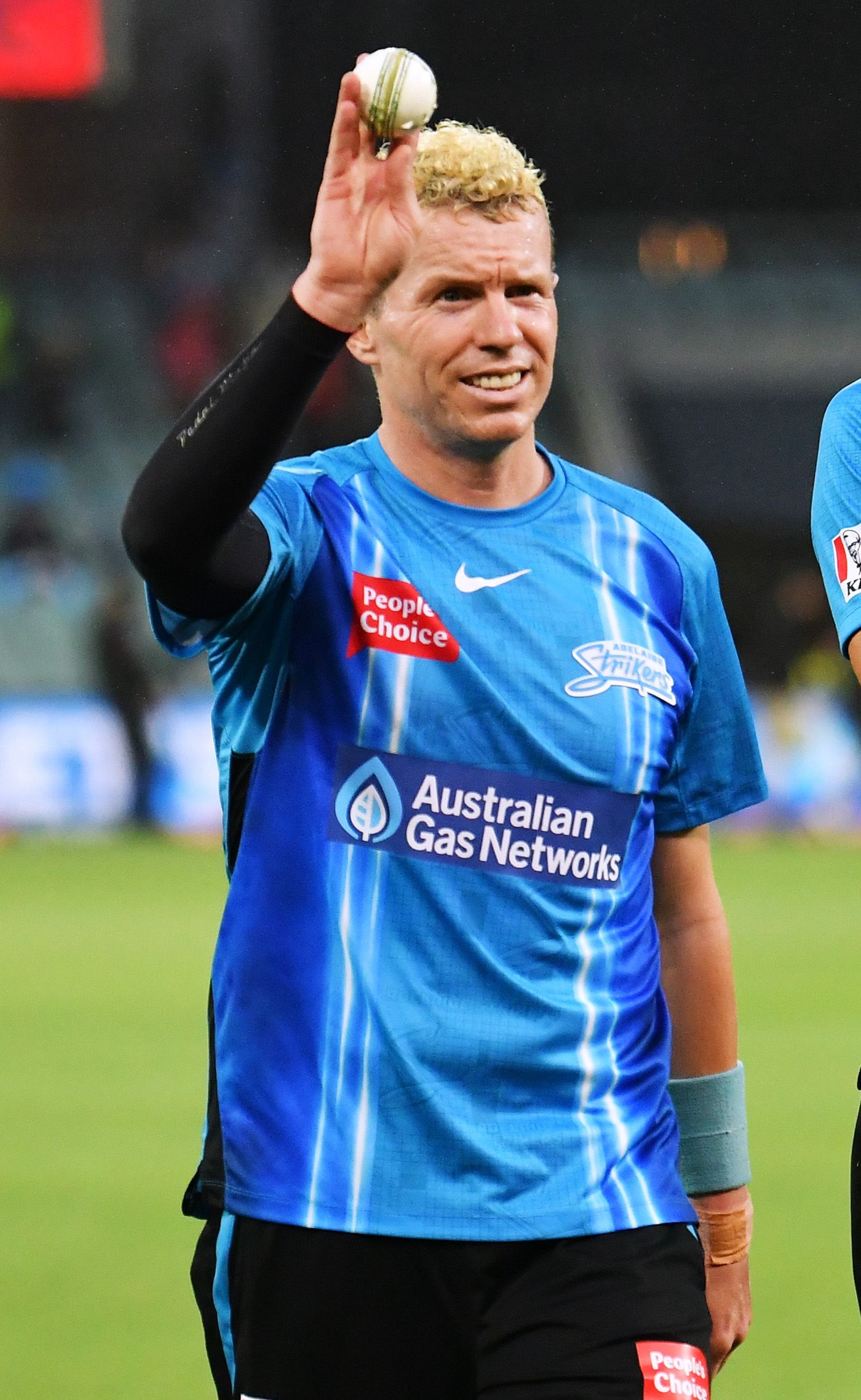 Peter Siddle shows off the ball after picking up a five-for ...