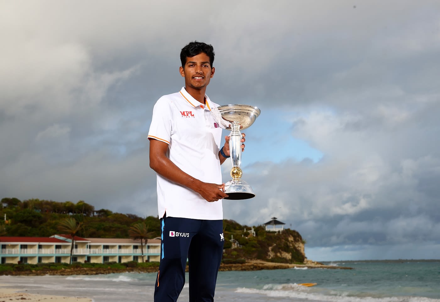 Yash Dhull poses with the Under-19 World Cup Trophy | ESPNcricinfo.com