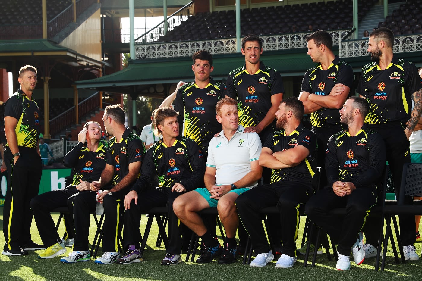 The Australia players line-up for a photo call | ESPNcricinfo.com