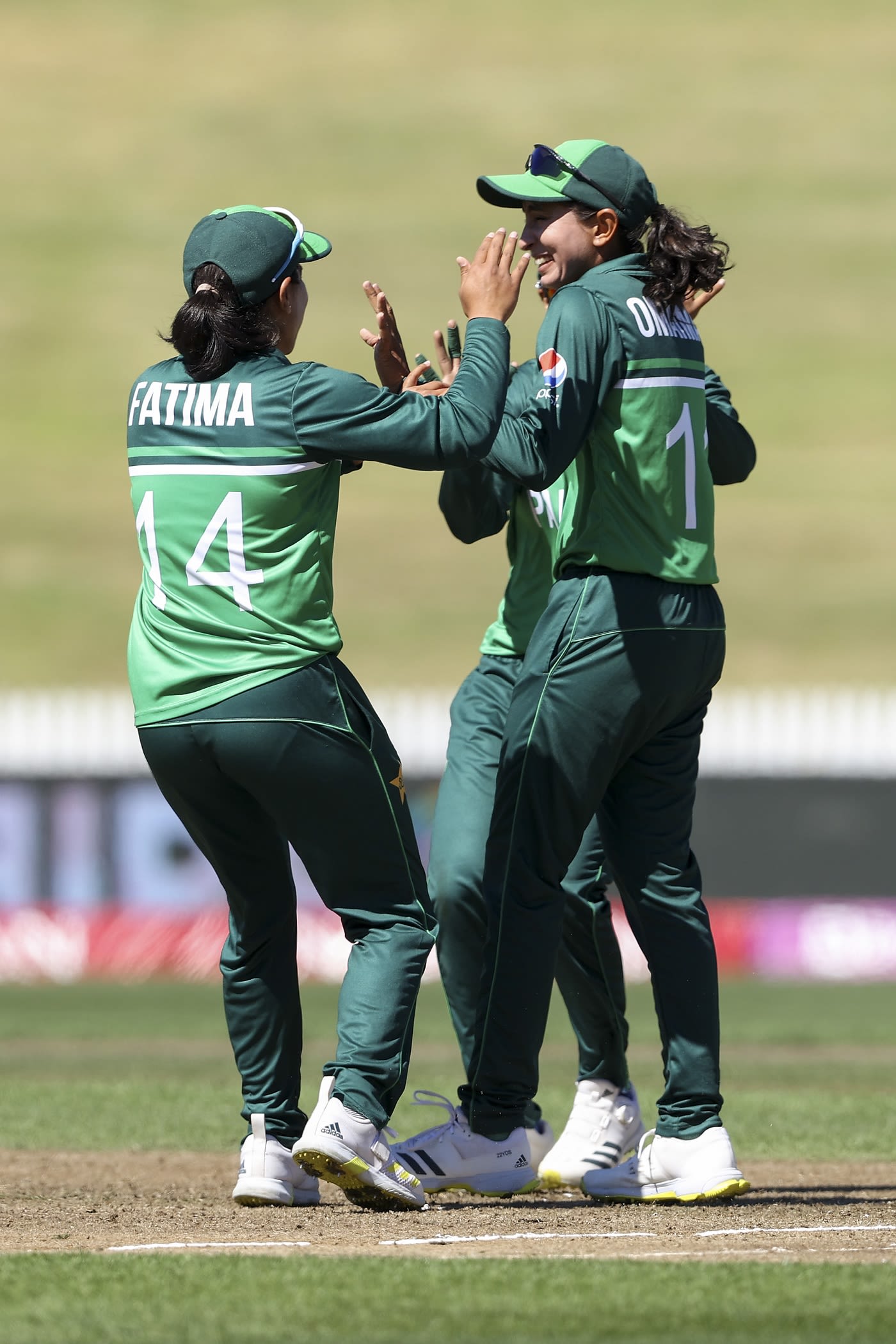 Omaima Sohail picked up a wicket off her first ball in the match ...