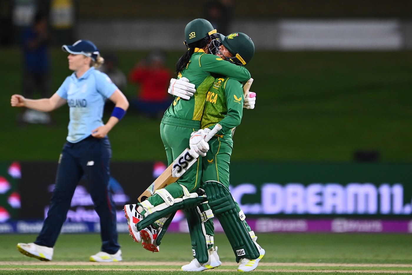 Trisha Chetty and Shabnim Ismail celebrate the victory | ESPNcricinfo.com