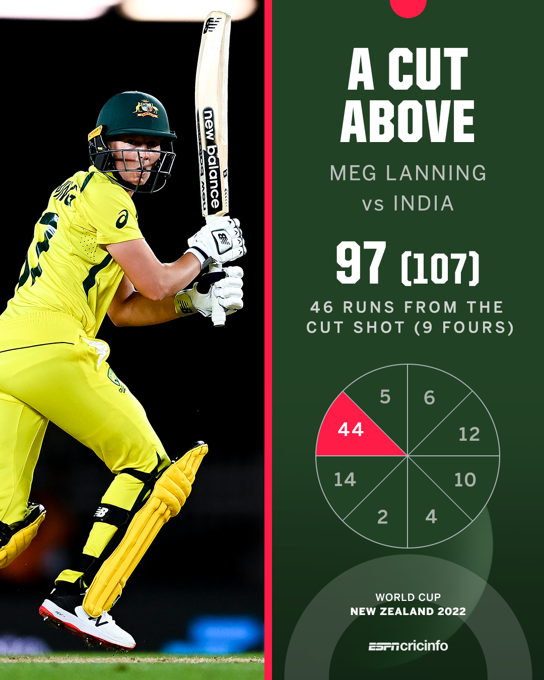 Meg Lanning was most productive towards the backward point region ...