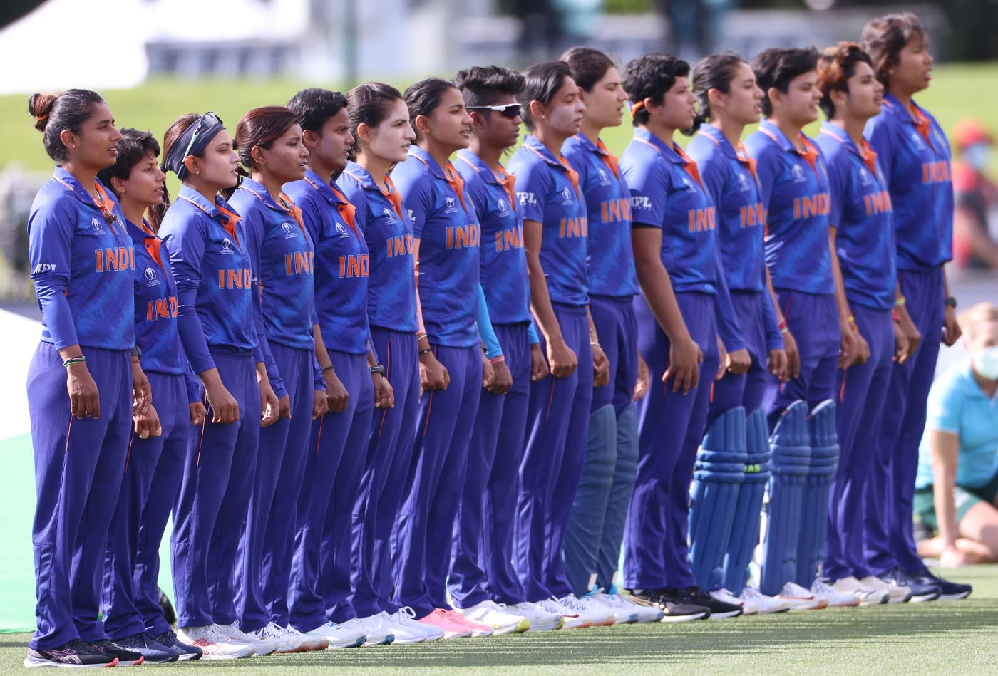 The Indian team takes stance during the national anthem | ESPNcricinfo.com