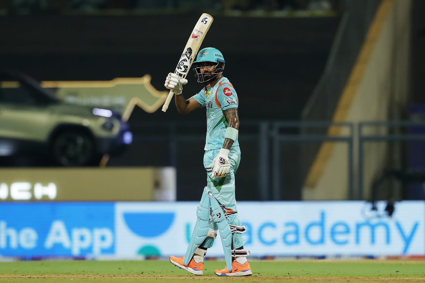 KL Rahul raises his bat after reaching a half-century | ESPNcricinfo.com