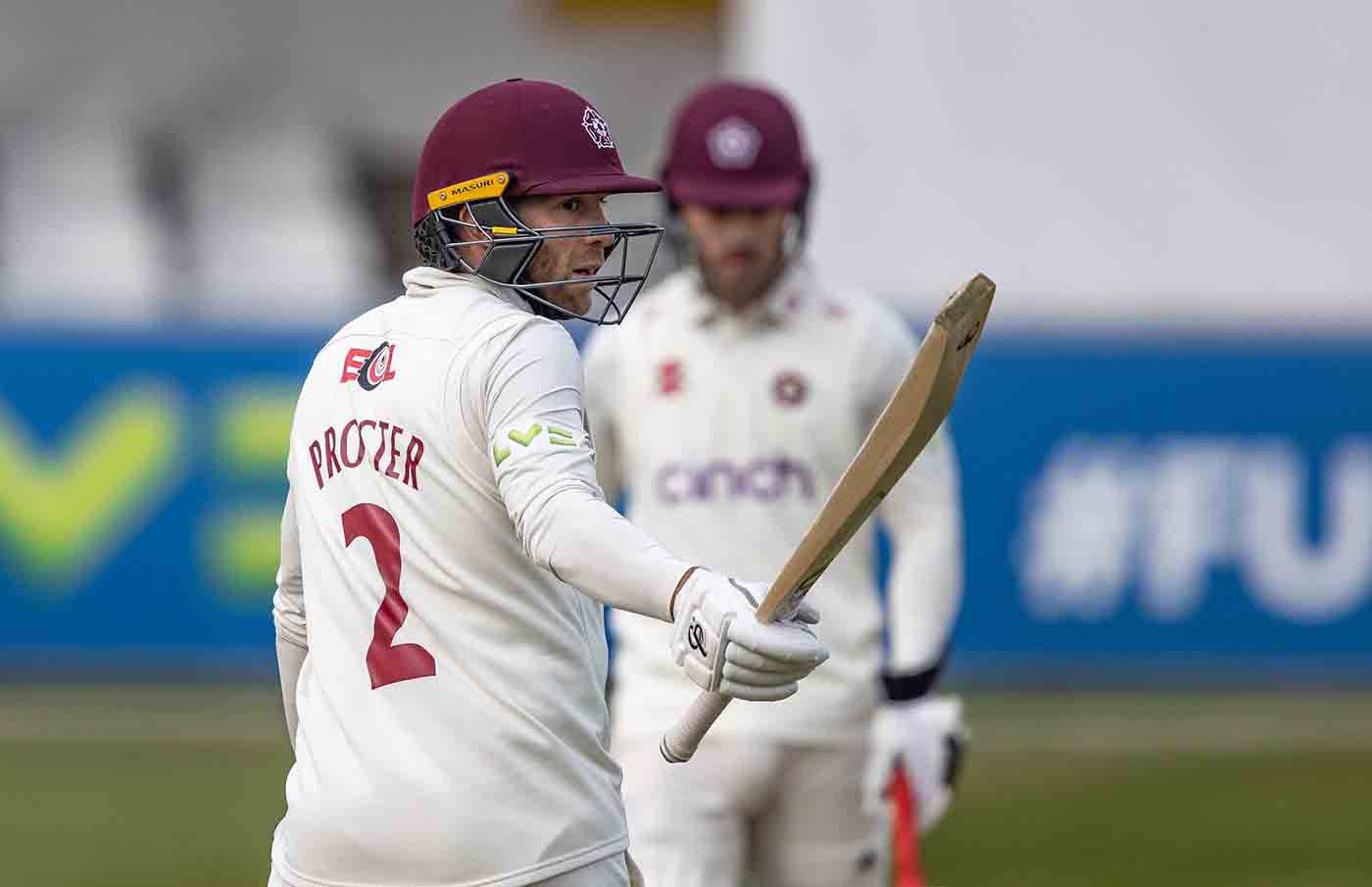 Luke Procter's unbeaten half-century propped up the visitors ...