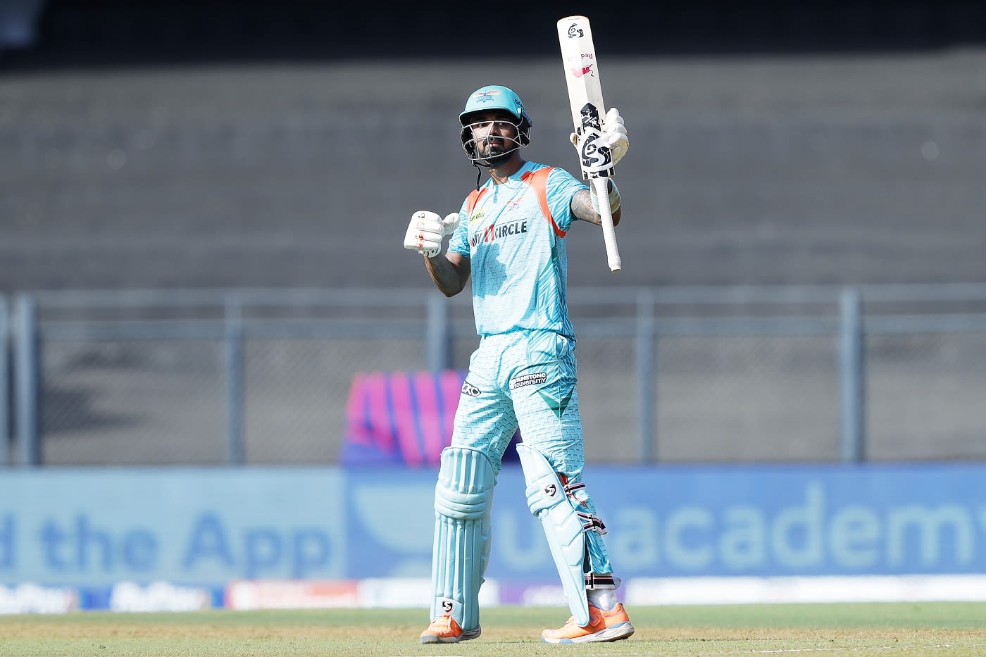 Kl Rahul raises his bat after completing yet another half-century ...