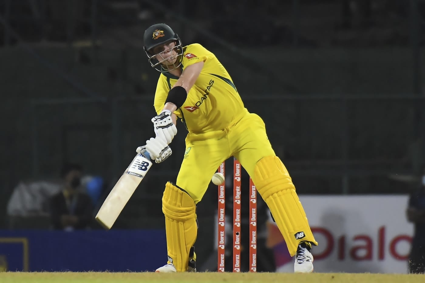 Steve Smith goes for an unconventional shot to turn the ball to the on ...