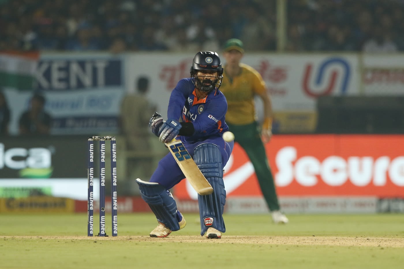Dinesh Karthik brings out one of his more inventive shots ...
