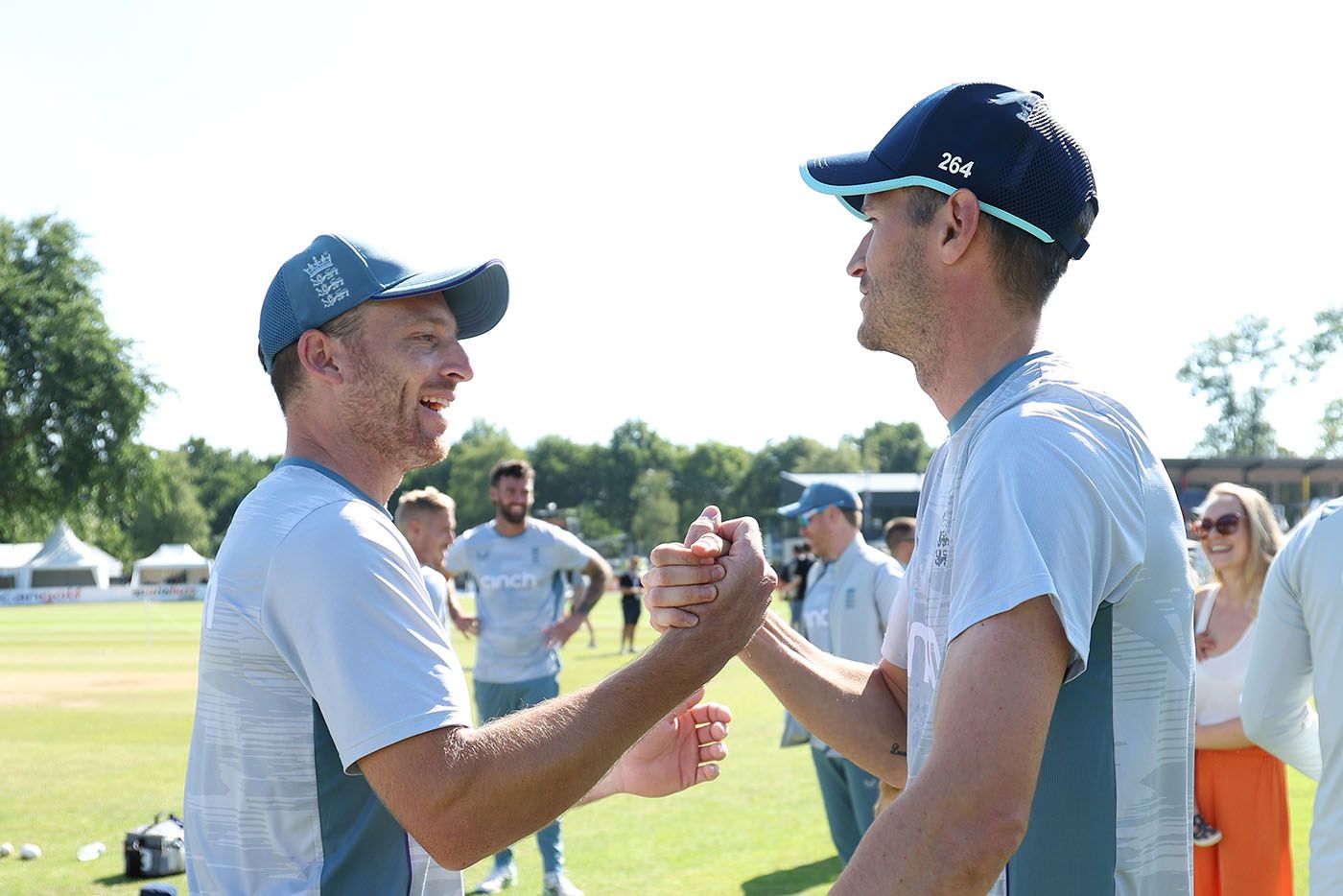 David Payne is congratulated on his first cap by Jos Buttler ...