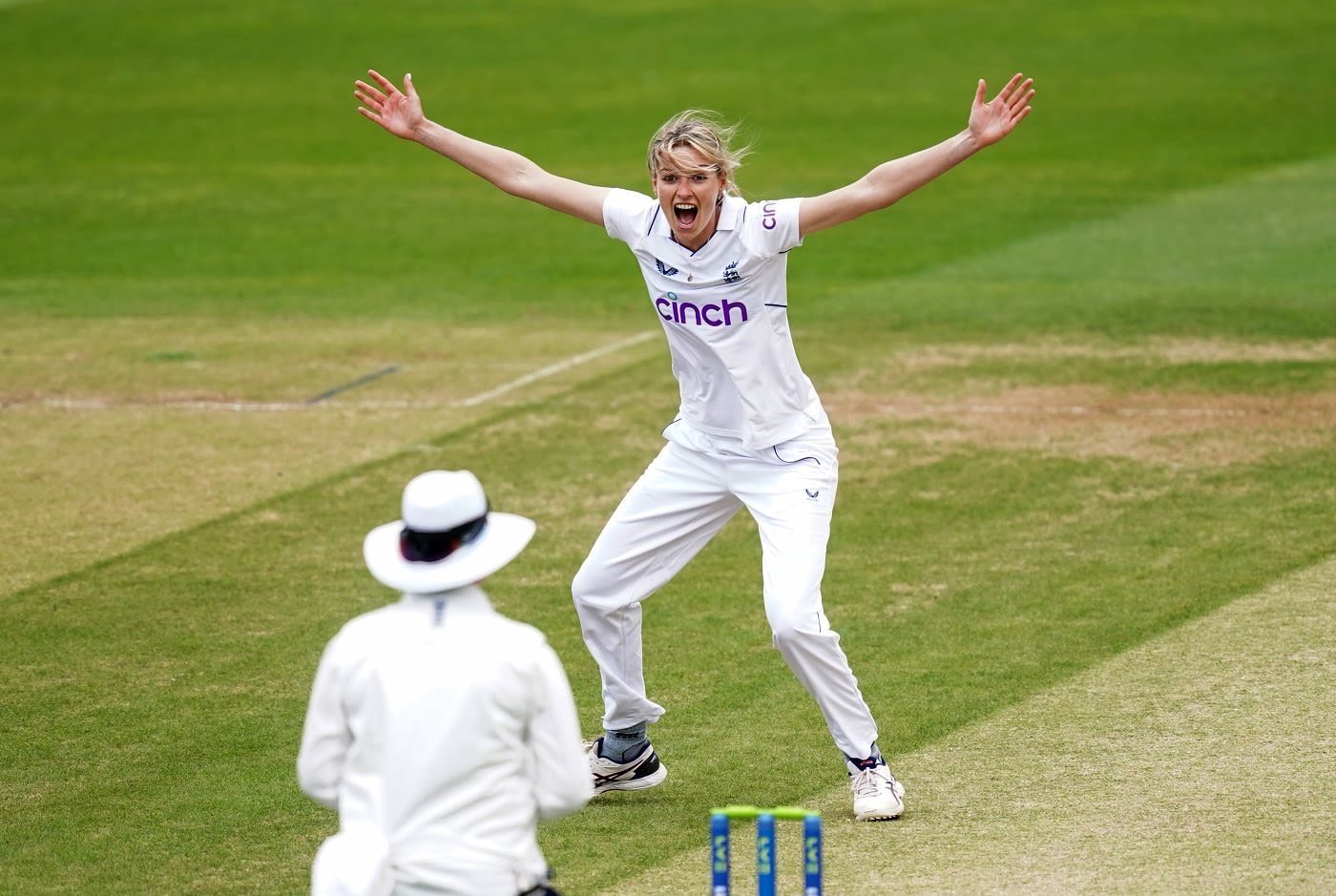 It didn't take long for Lauren Bell to pick up her first Test wicket ...
