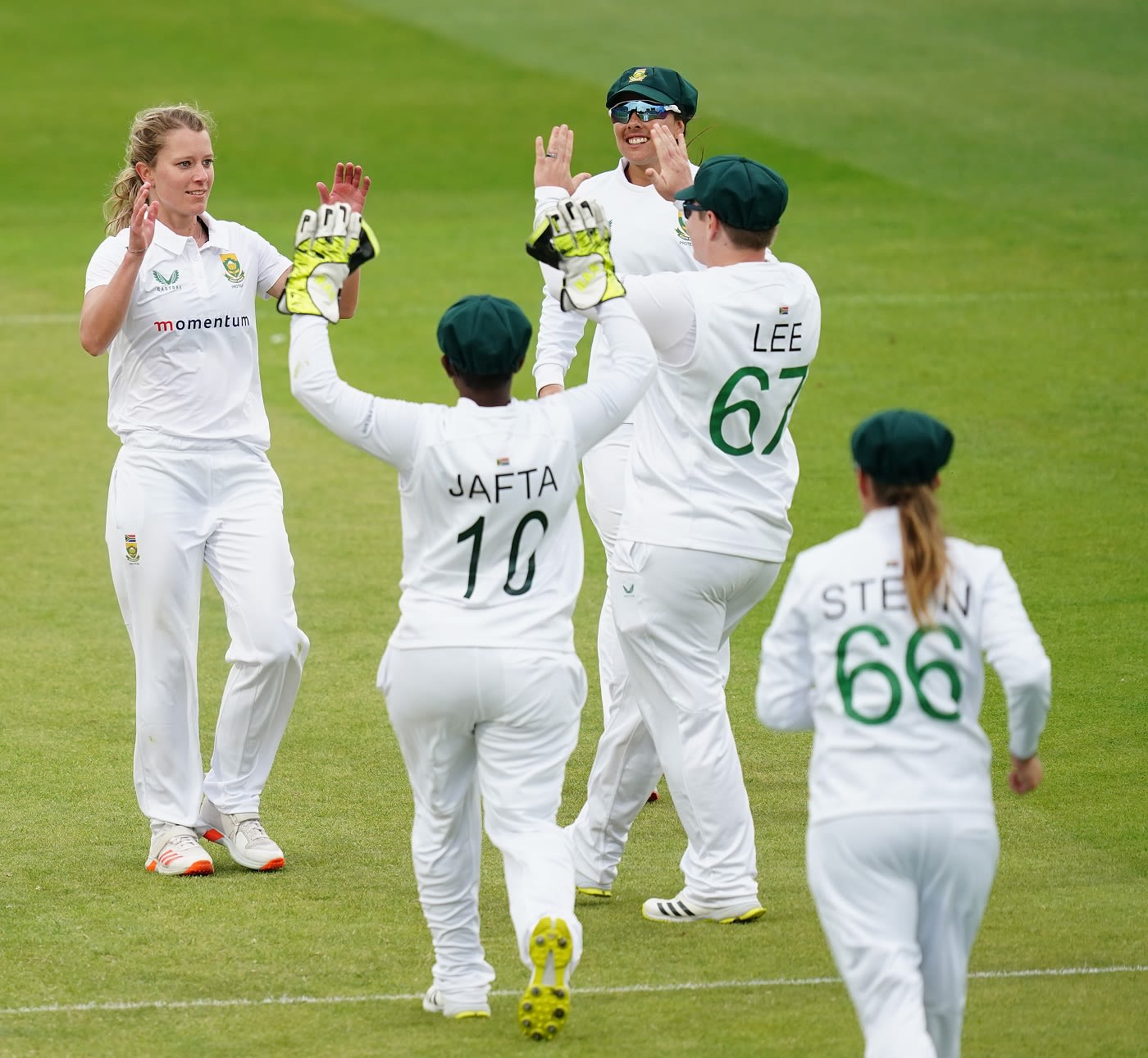 Anneke Bosch trapped Tammy Beaumont in front for her first Test wicket ...