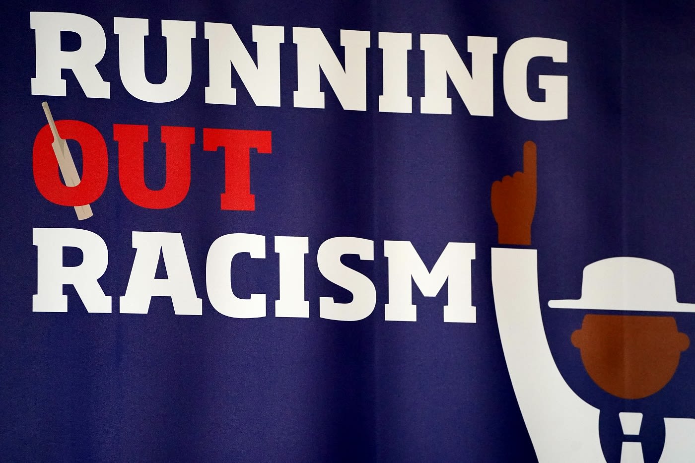 A Running Out Racism banner ahead of a Cricket Scotland press ...