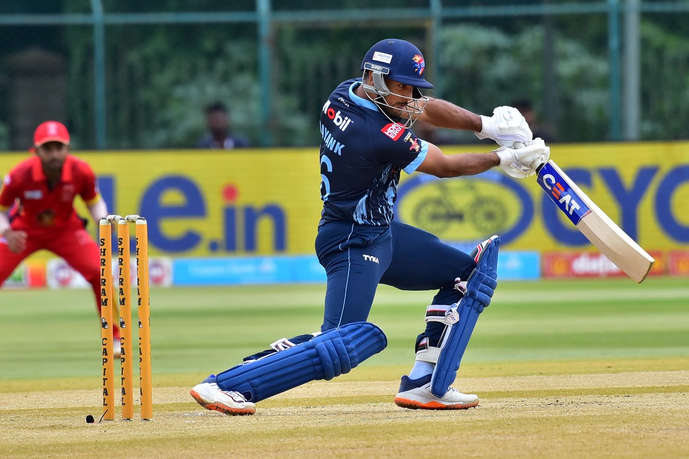 Mayank Agarwal works one away through the off side | ESPNcricinfo.com